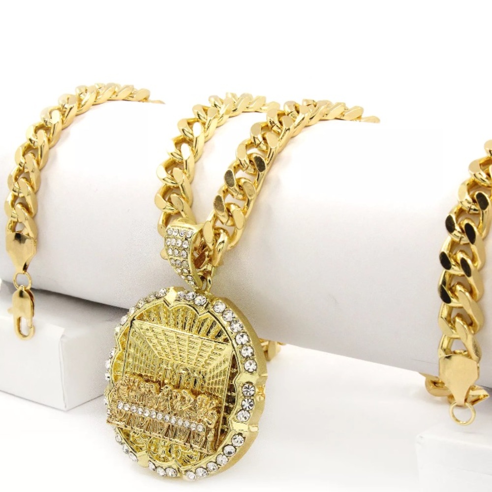 New 24k Last Supper Lab Diamond Gold Pendant Chain - Gem